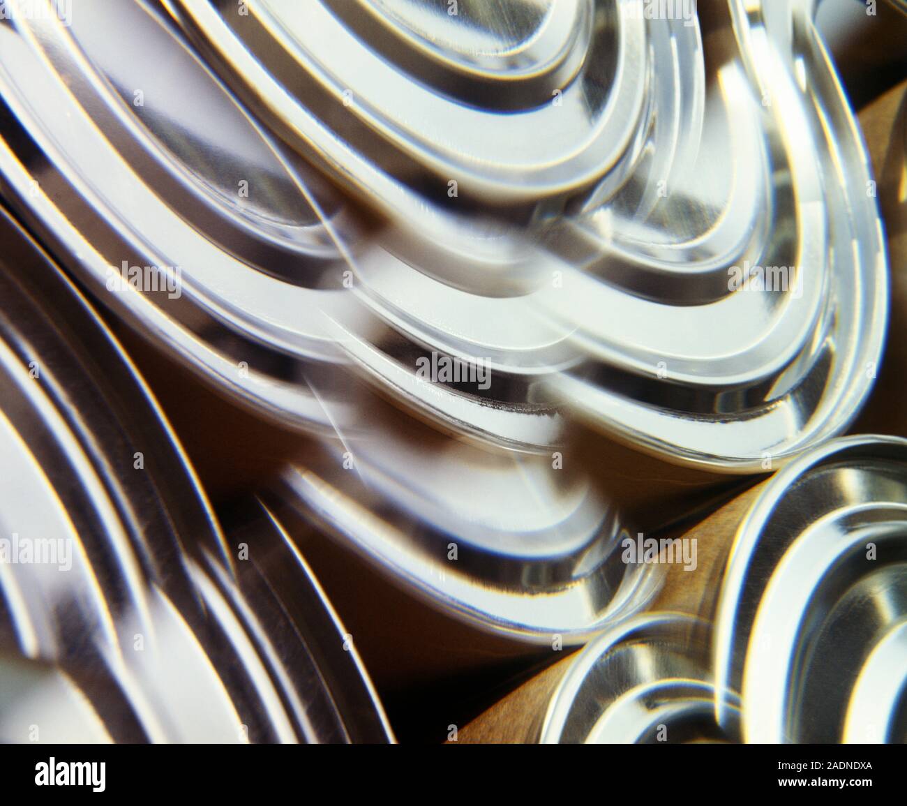 Aluminium barrel ends. Abstract image of barrel ends made from ...