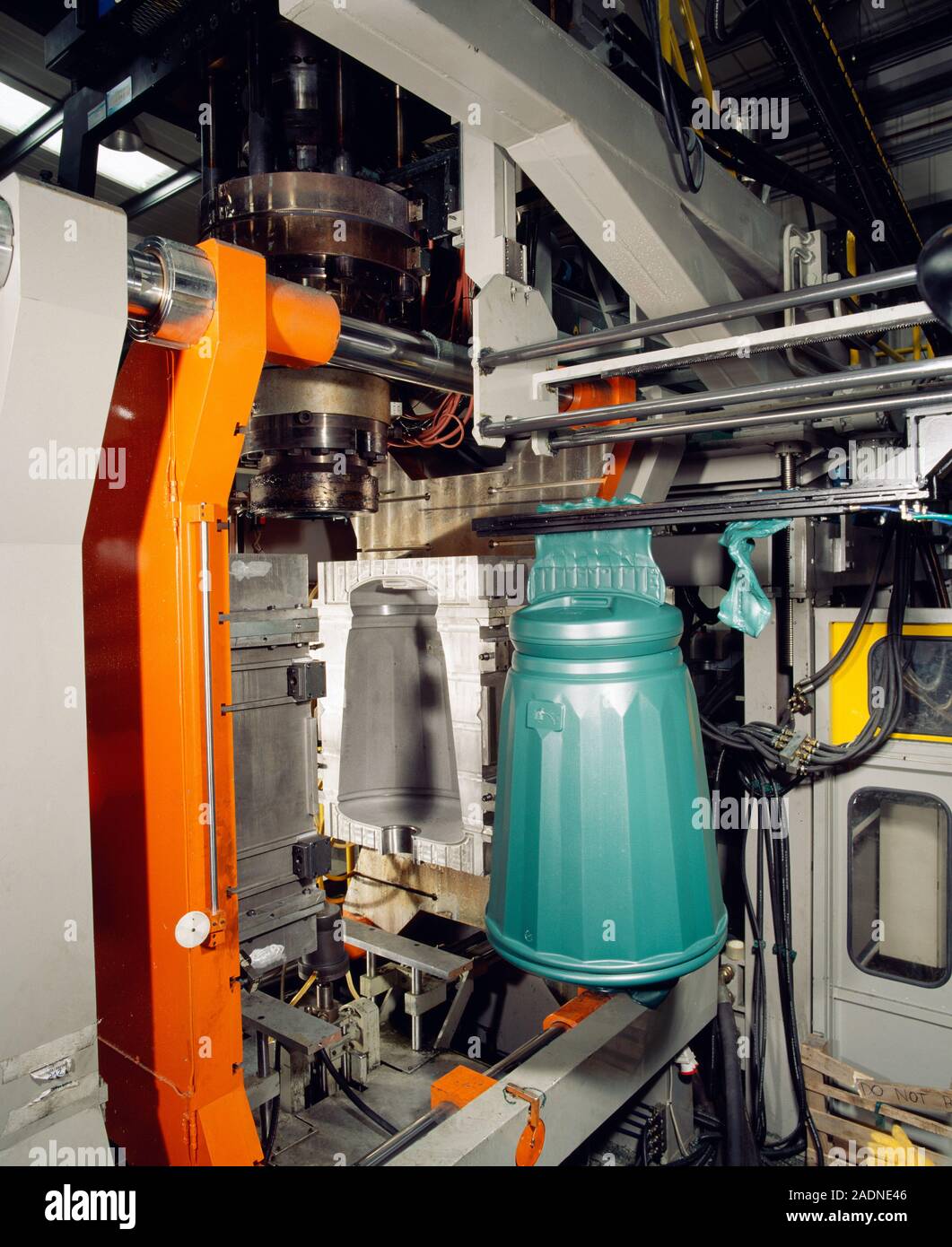 Plastic injection moulding. Manufacture of a plastic rubbish bin by ...