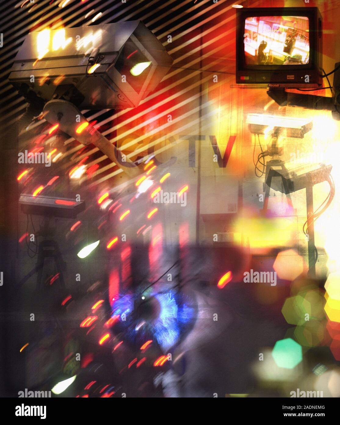 Security surveillance. Conceptual composite image with a human eye ...