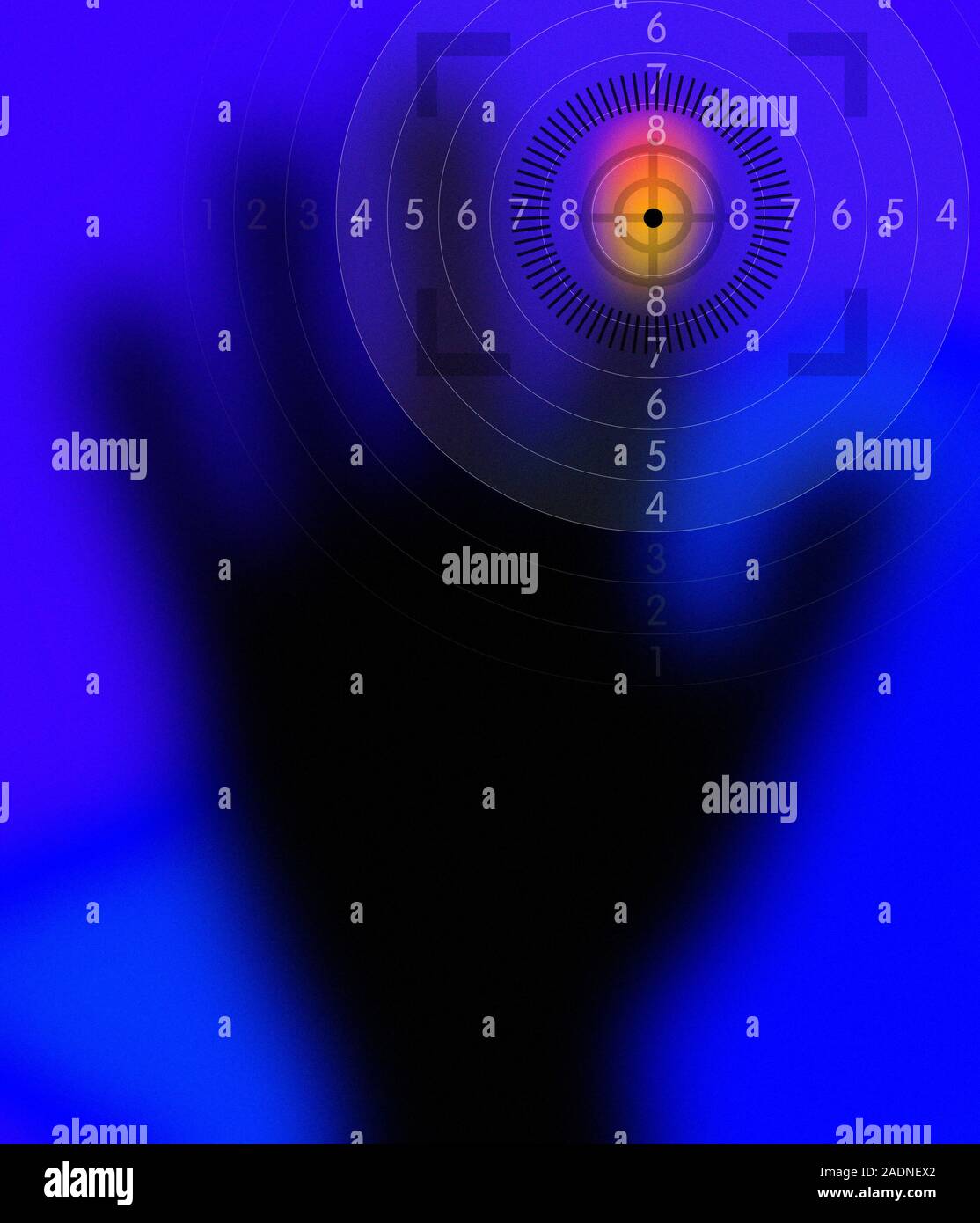 Fingerprint scanning. Conceptual computer artwork of a hand touching a ...