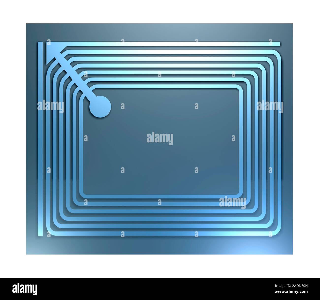Intelligent label chip. Computer artwork of a radio frequency ...