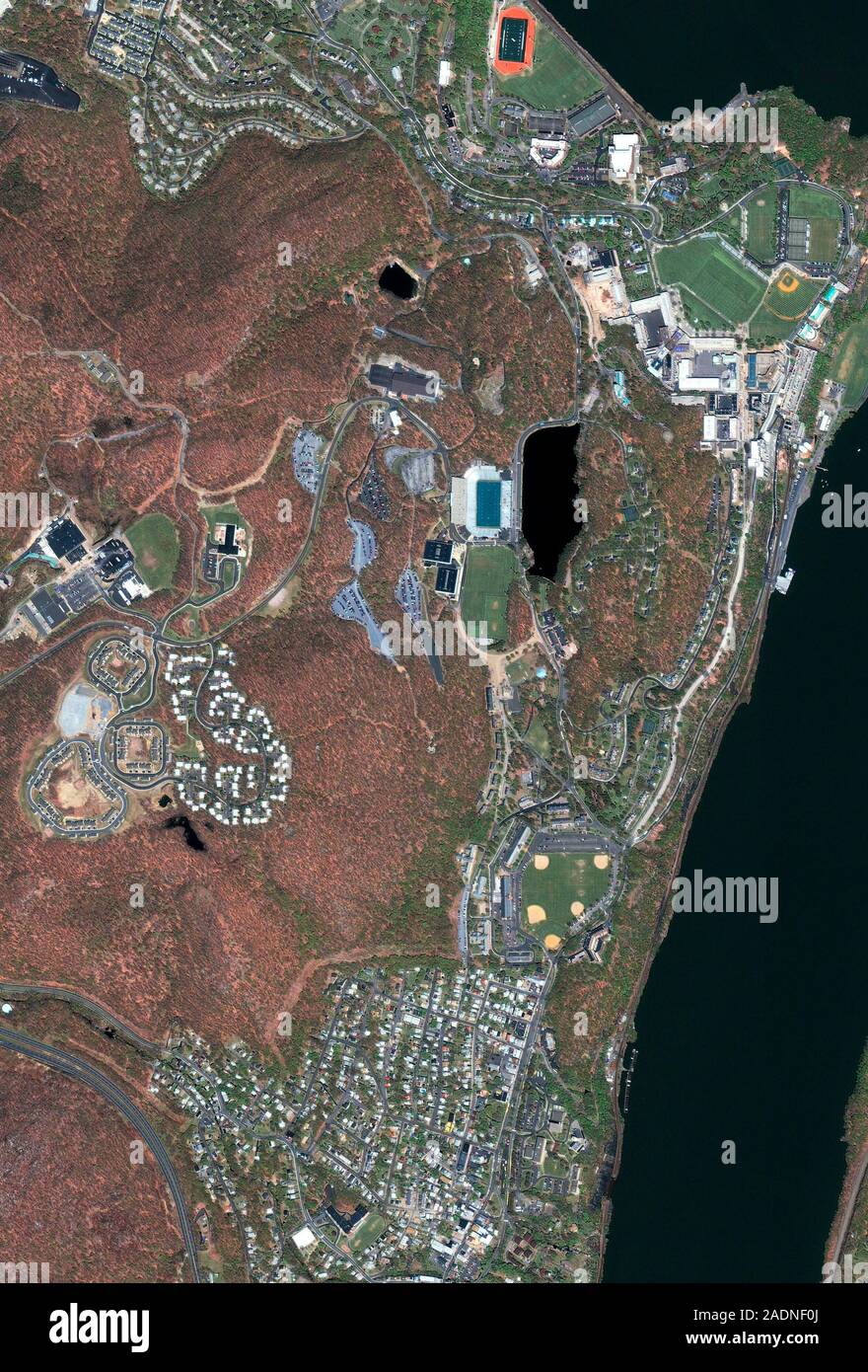 West Point Military Academy. Satellite image of the land around the ...