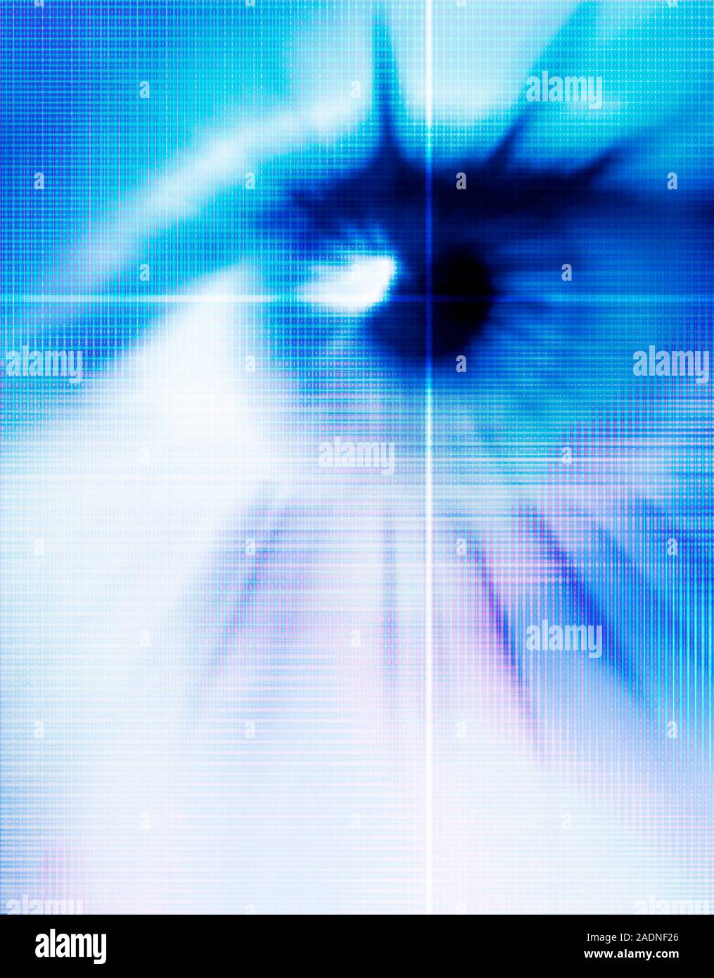 Biometric eye scan. Computer artwork of a human eye being scanned ...