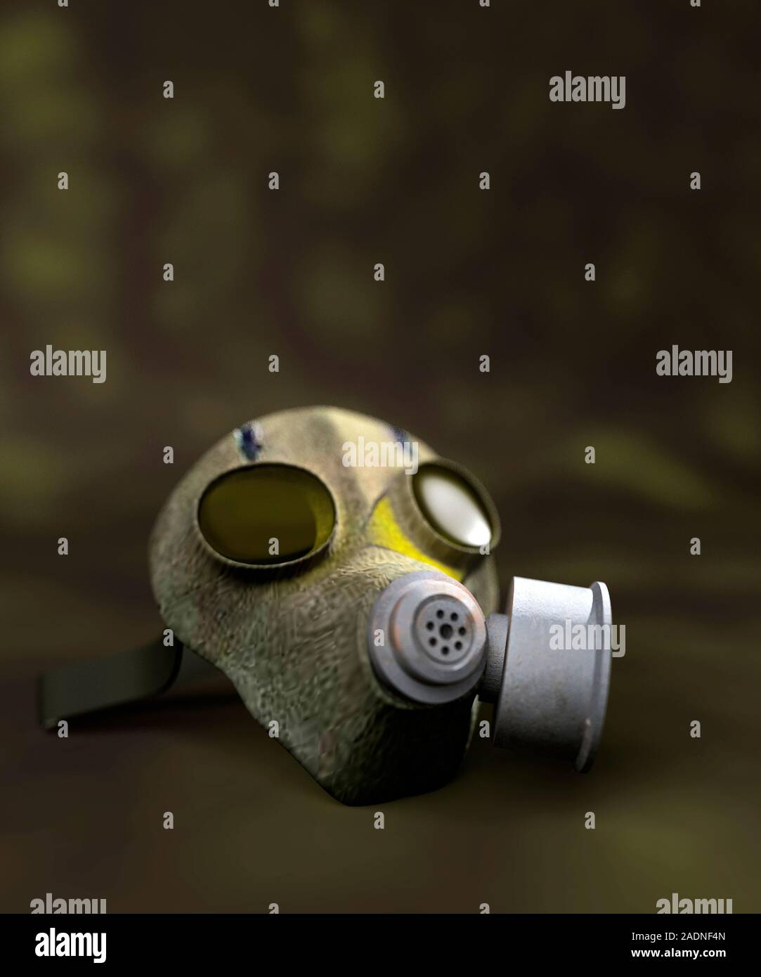 Gas mask, computer artwork. This is worn over the face to protect the ...
