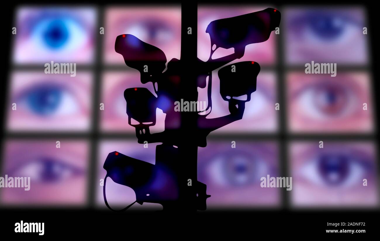 Surveillance, conceptual computer artwork. Closed- circuit television ...