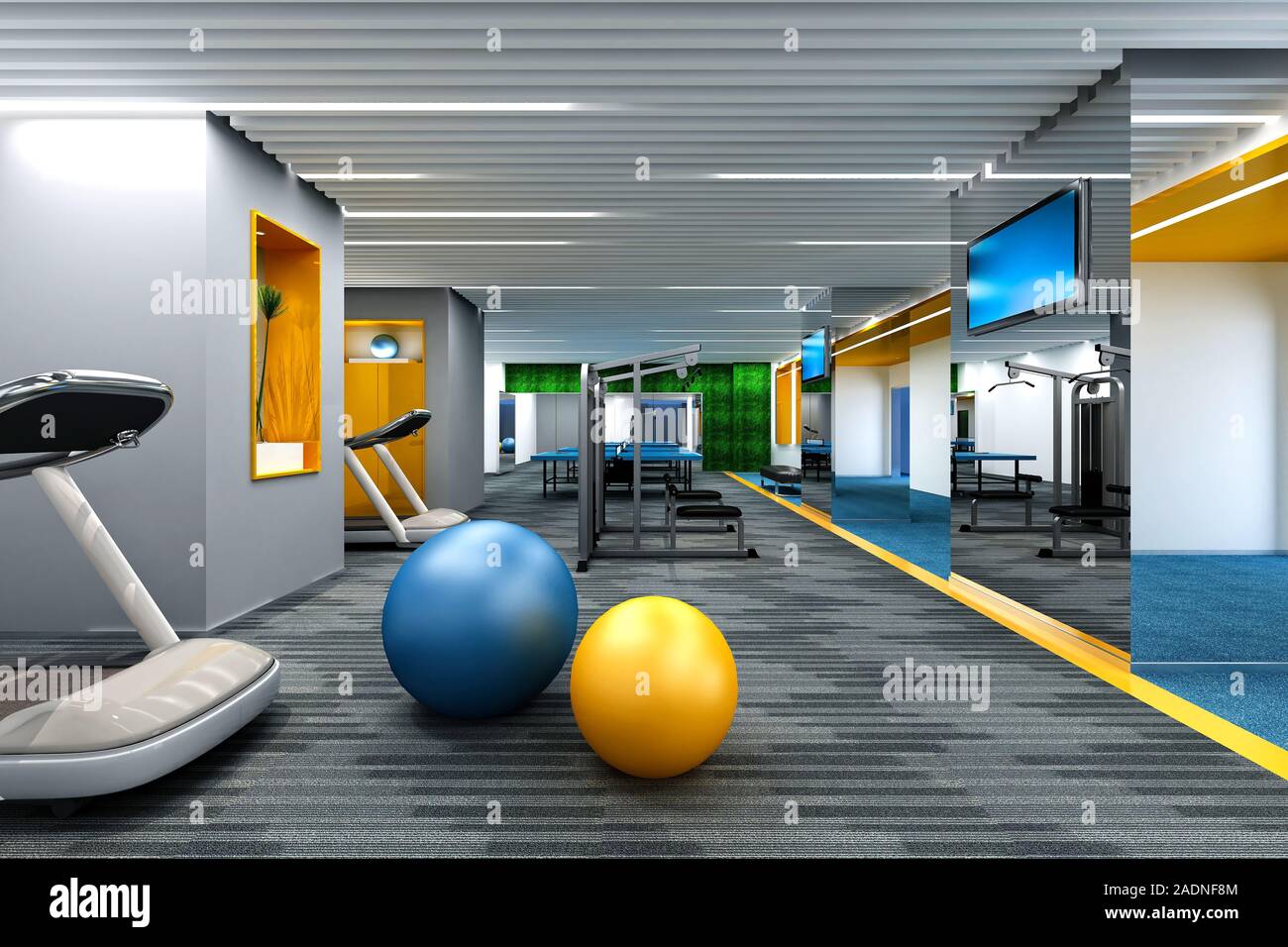 3d render of gym fitness center Stock Photo - Alamy