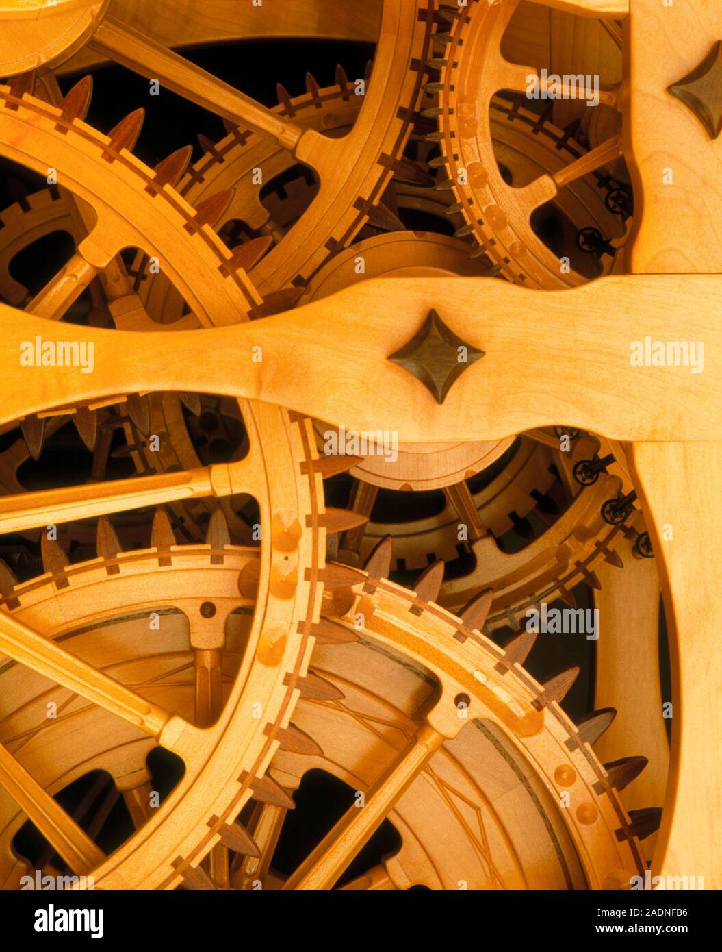 Wooden cogs in the mechanism of a machine Stock Photo - Alamy