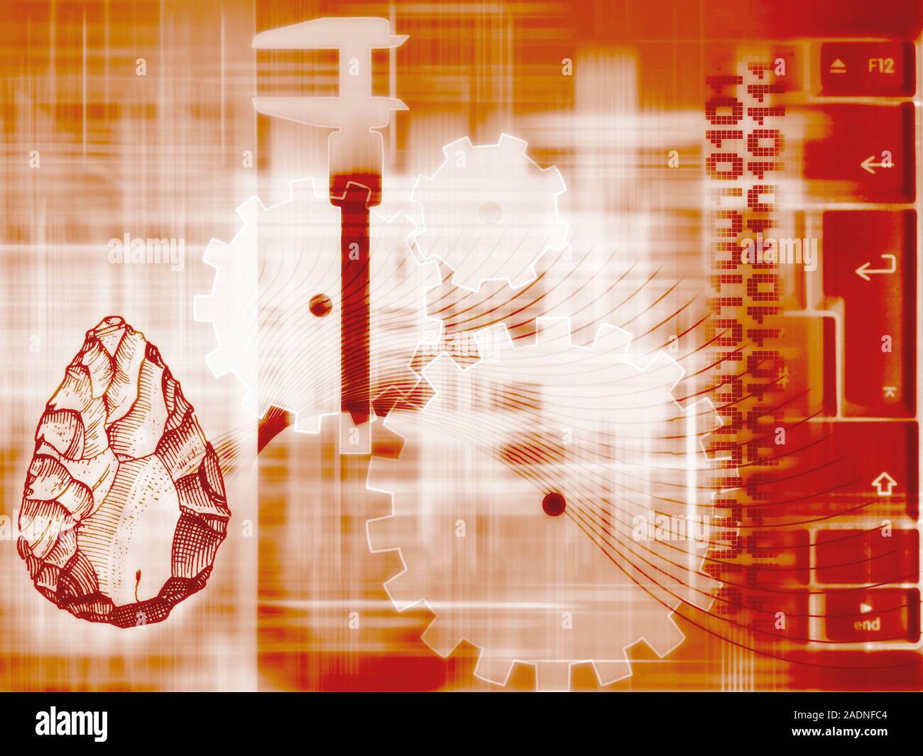 Evolution of technology. Computer artwork showing the evolution of ...