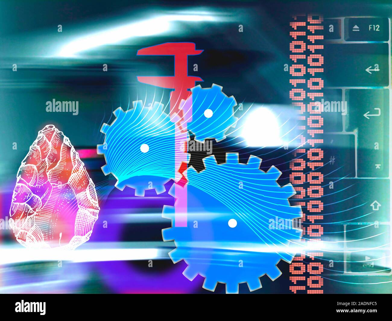 Evolution of technology. Computer artwork showing the evolution of ...