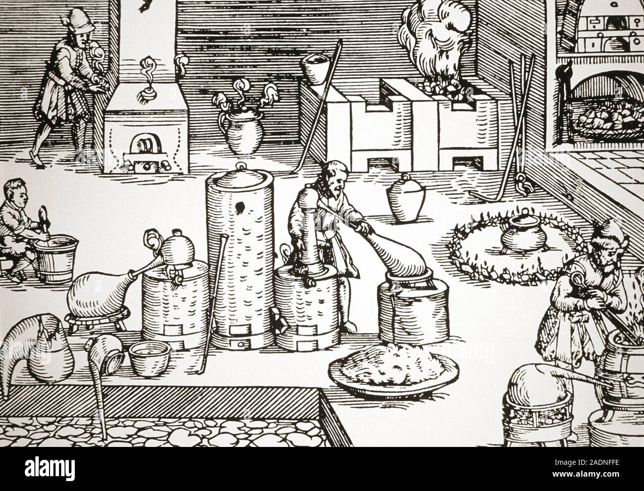 Illustration of a sixteenth century assay laboratory taken from Lazarus ...