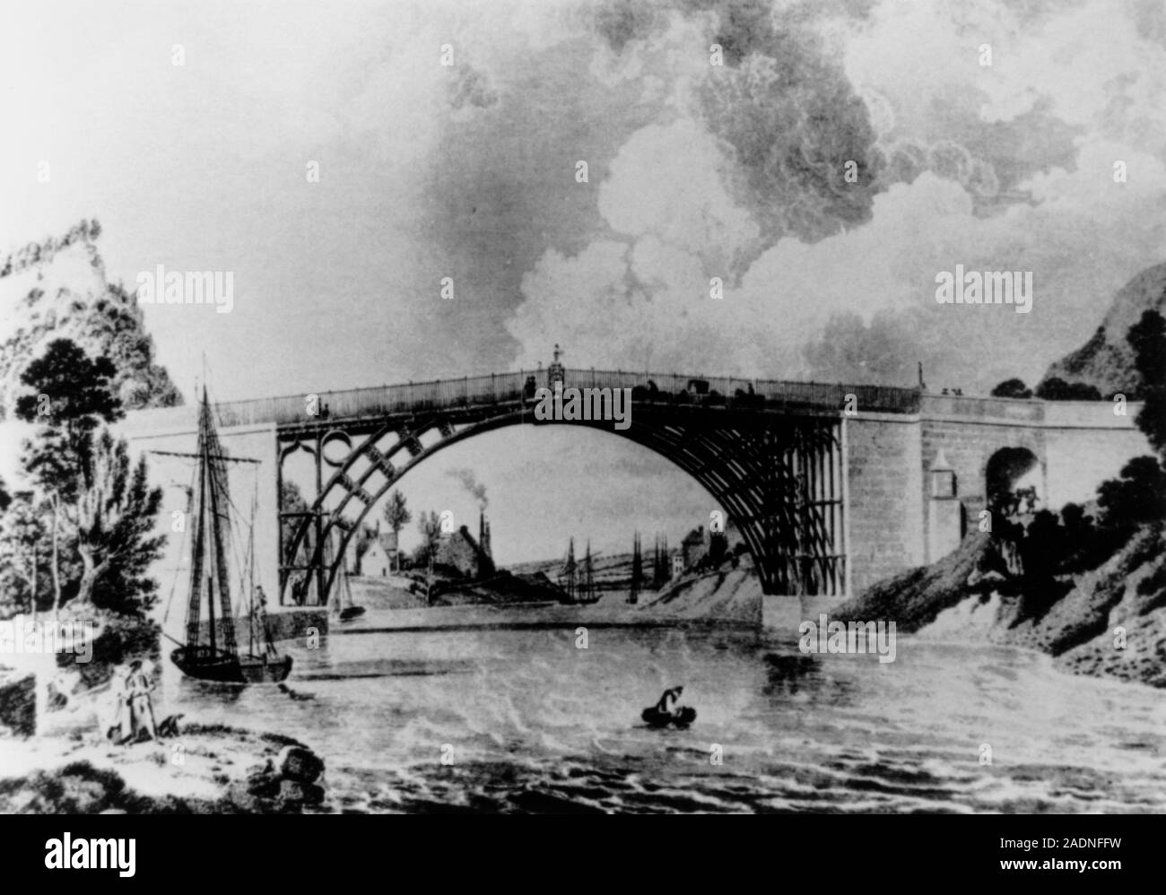 Iron Bridge. Contemporary engraving of Iron Bridge, the first cast iron ...