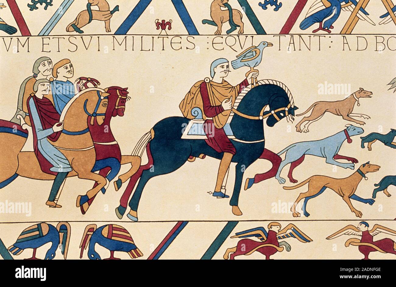 Bayeux Tapestry Scene. William the Conqueror (on a hawking expedition ...