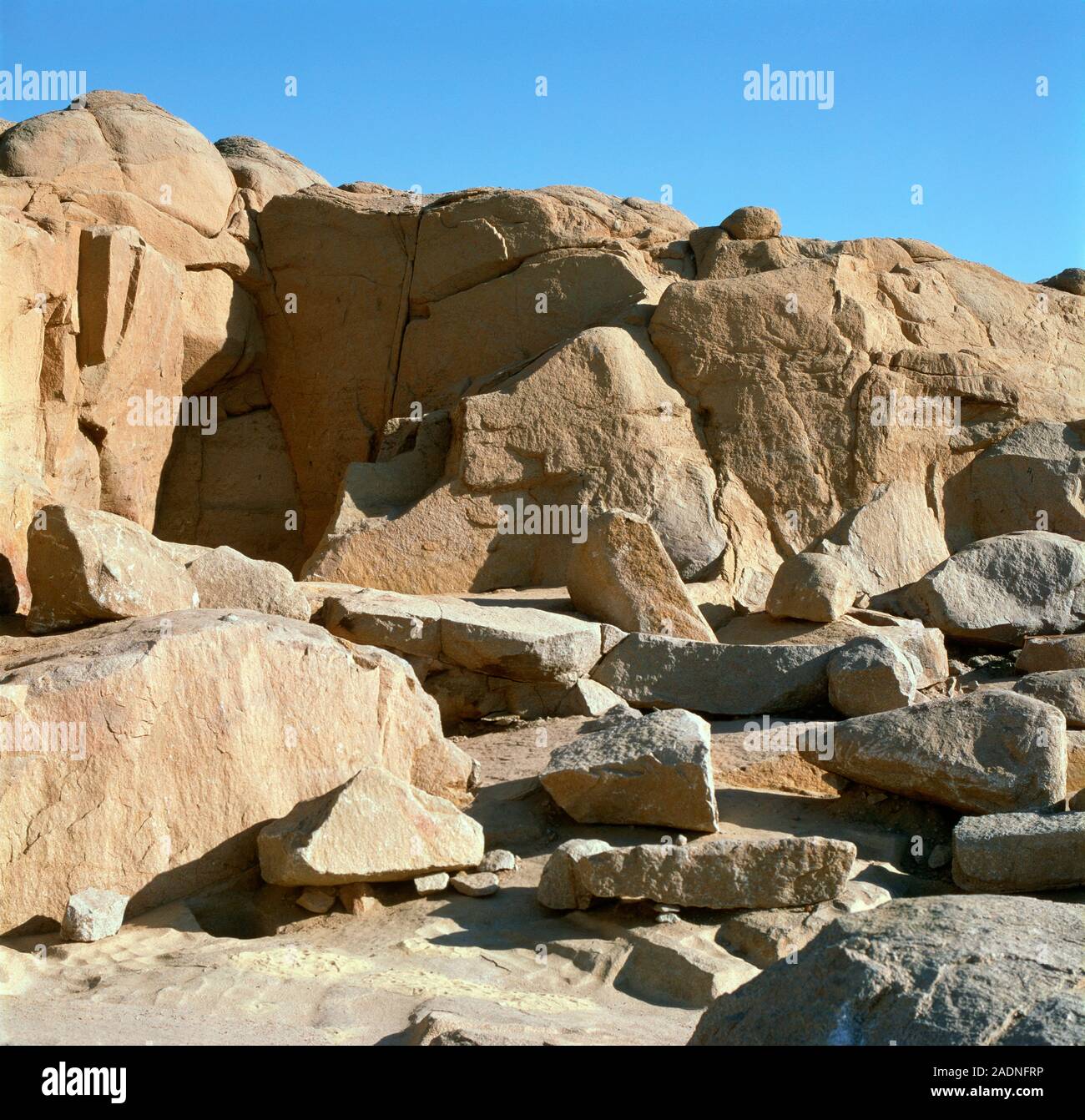 Ancient Egyptian stone quarry, Aswan, Egypt. The Aswan quarries were ...