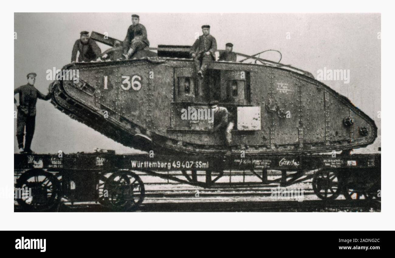 Early tank. Early tank captured by the Germans and put on display ...