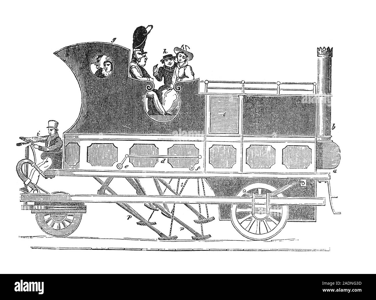Steam coach. Historical artwork of a steam coach patented by Englishman ...