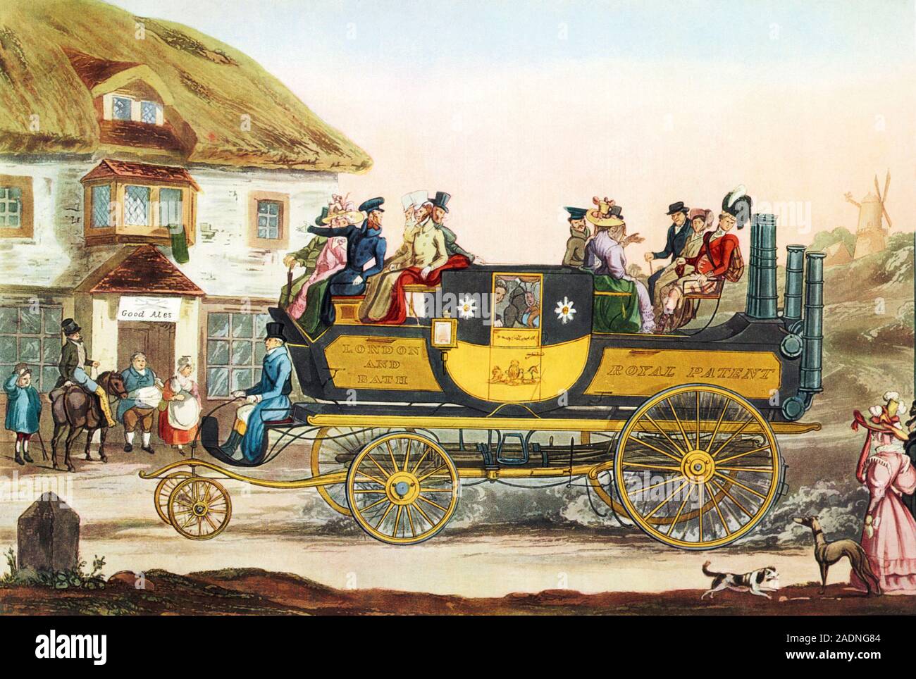 Steam-powered coach, historical artwork. This coach was known as the ...