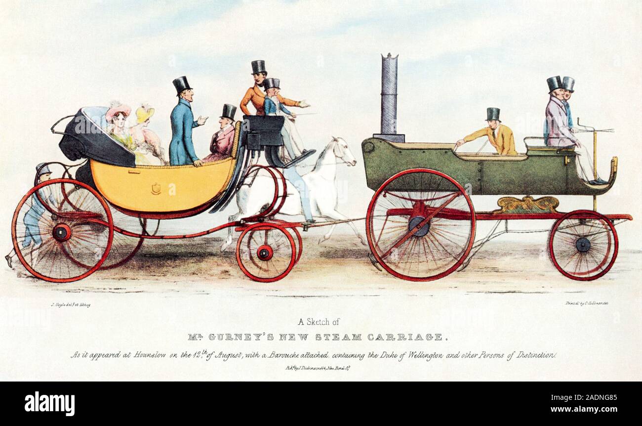 Steam-powered coach, historical artwork. This coach, known as the ...