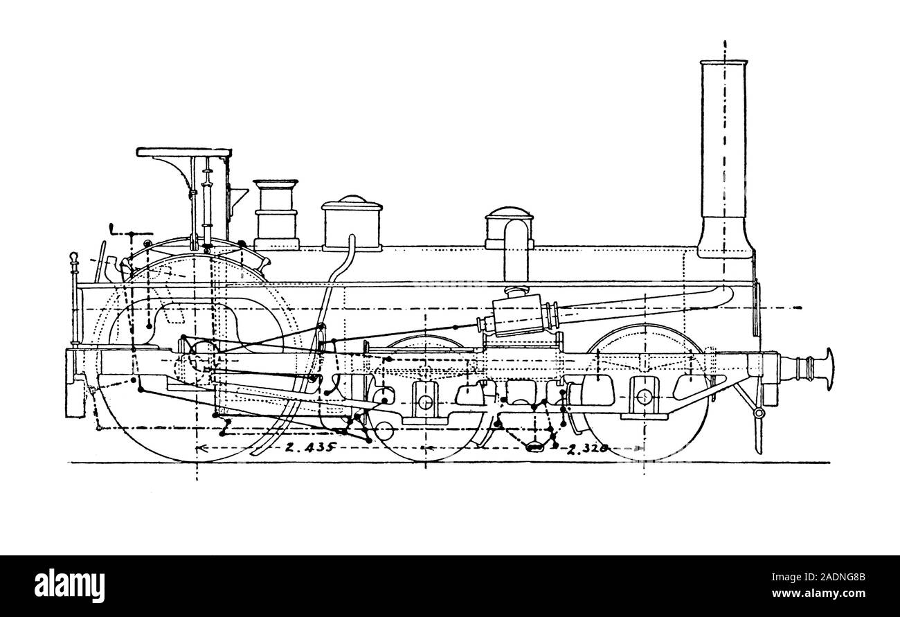 Crompton's steam locomotive. Diagram of the steam locomotive developed ...