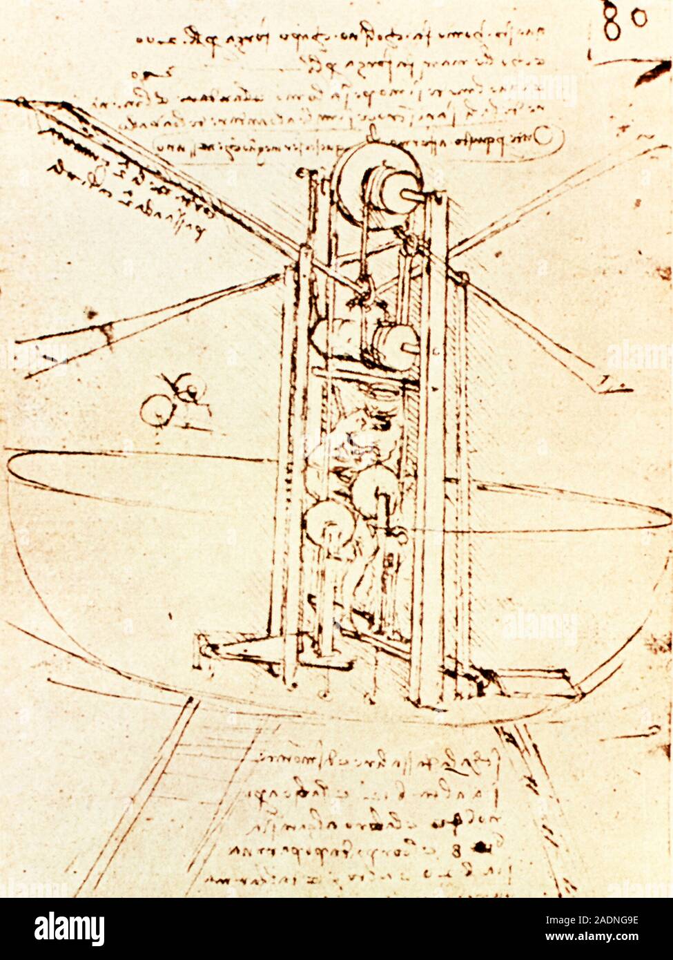 Flying machine. Historical artwork of a flying machine designed and ...