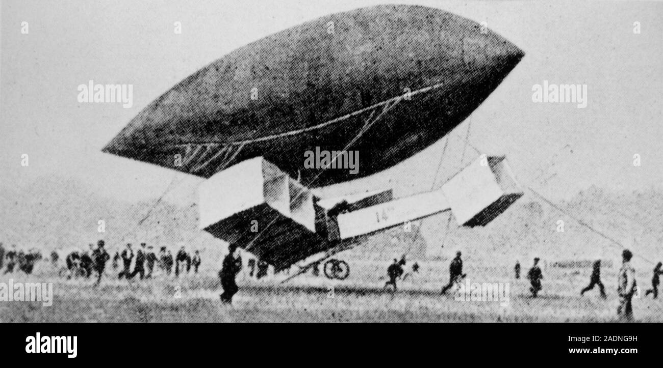 Testing of early aeroplane. Historical image of the testing of Albert ...