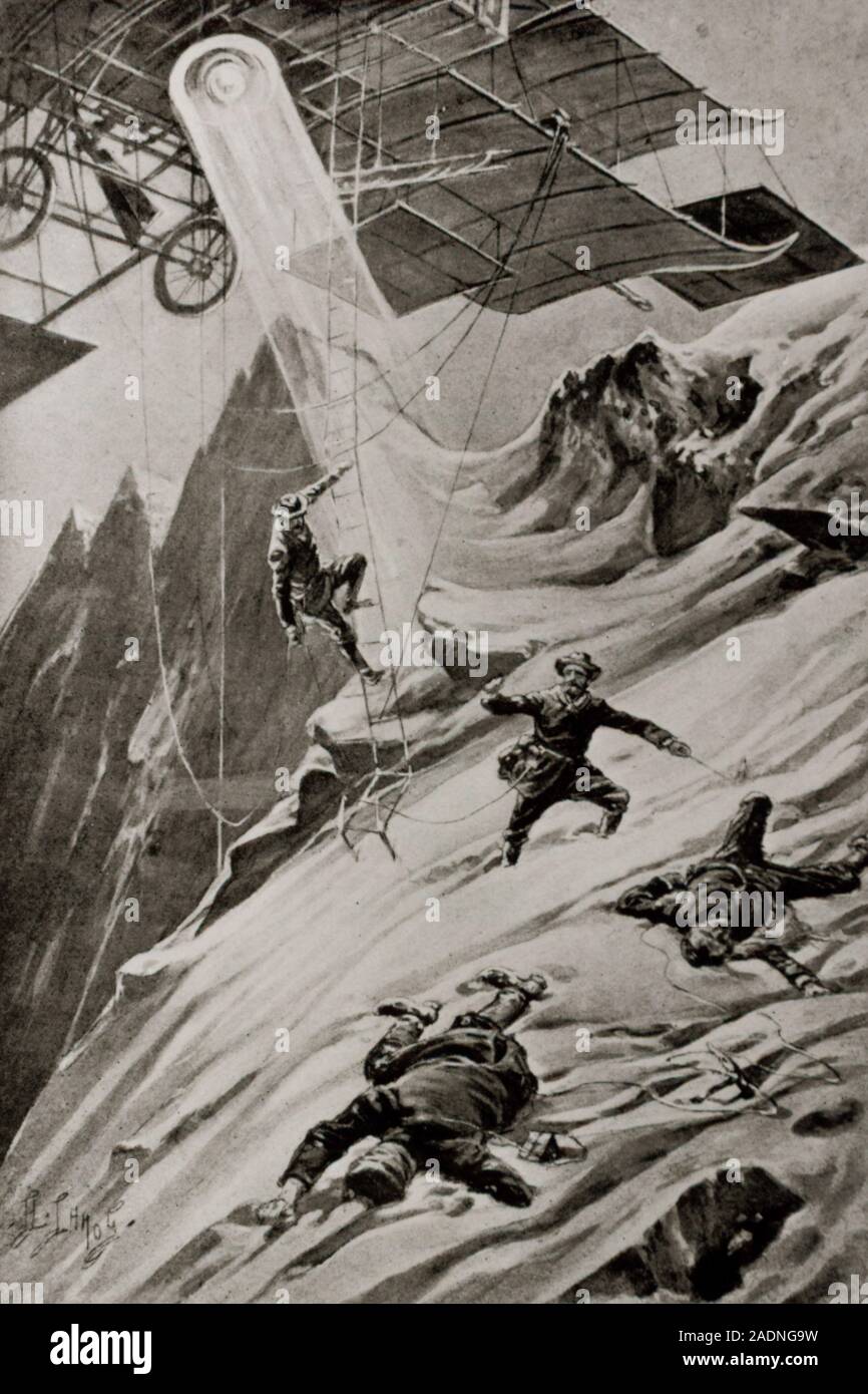 Aircraft rescue. Historical illustration correctly predicting the use ...