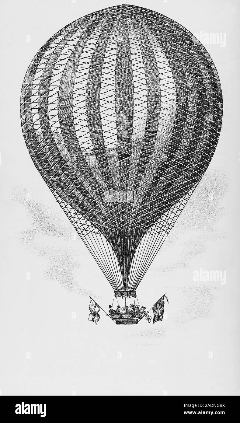 Royal Vauxhall balloon, historical artwork. This balloon was launched ...