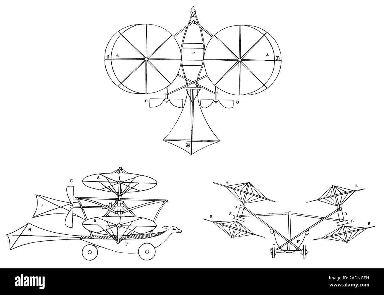 Cayley's aerial carriage. Design for an aerial carriage, published in ...