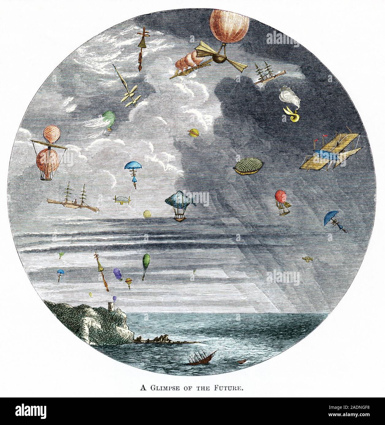 The future of air travel. Historical artwork of a 19th century vision ...
