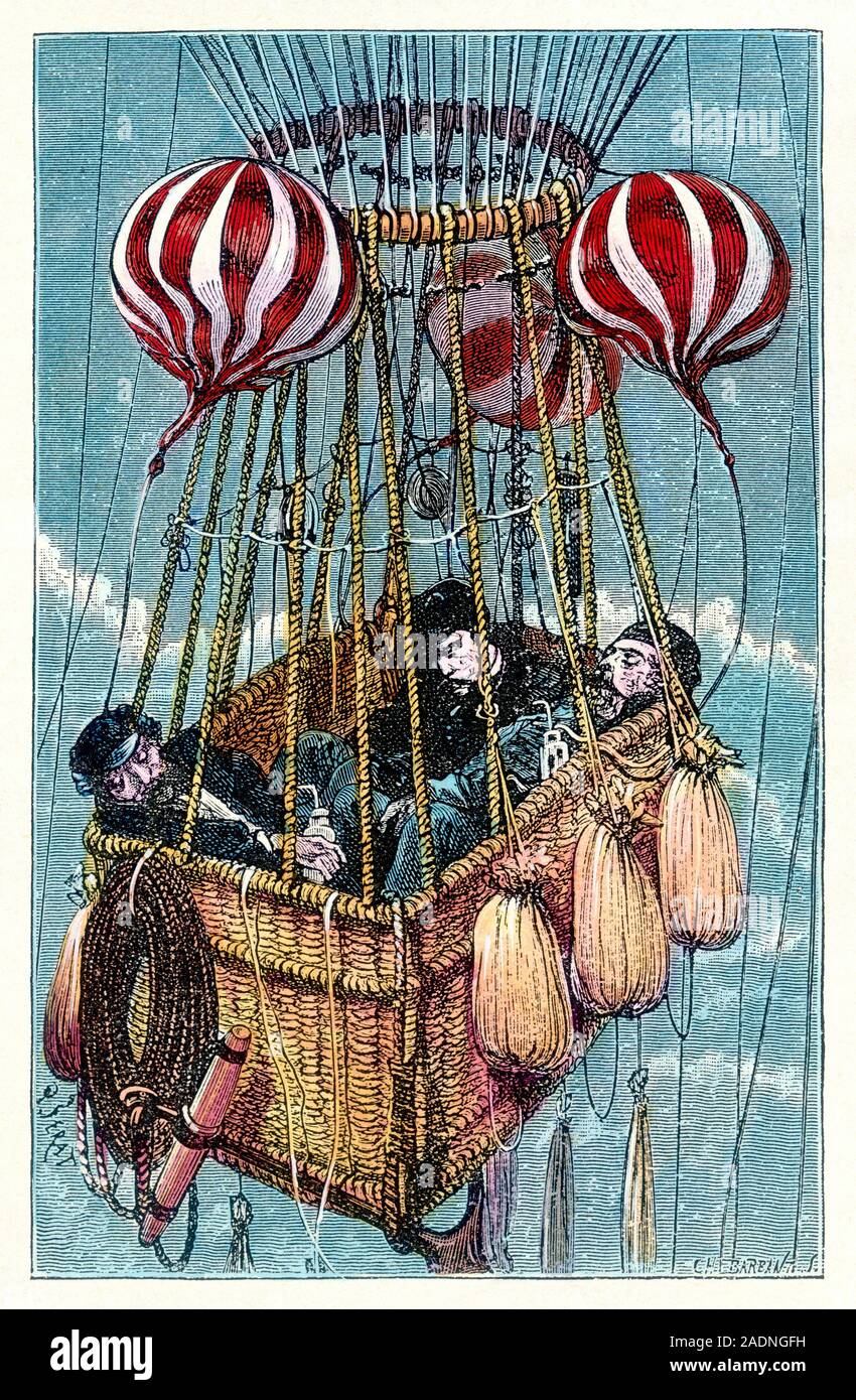Zenith balloon ascent. Coloured historical artwork of the 1875 Zenith ...