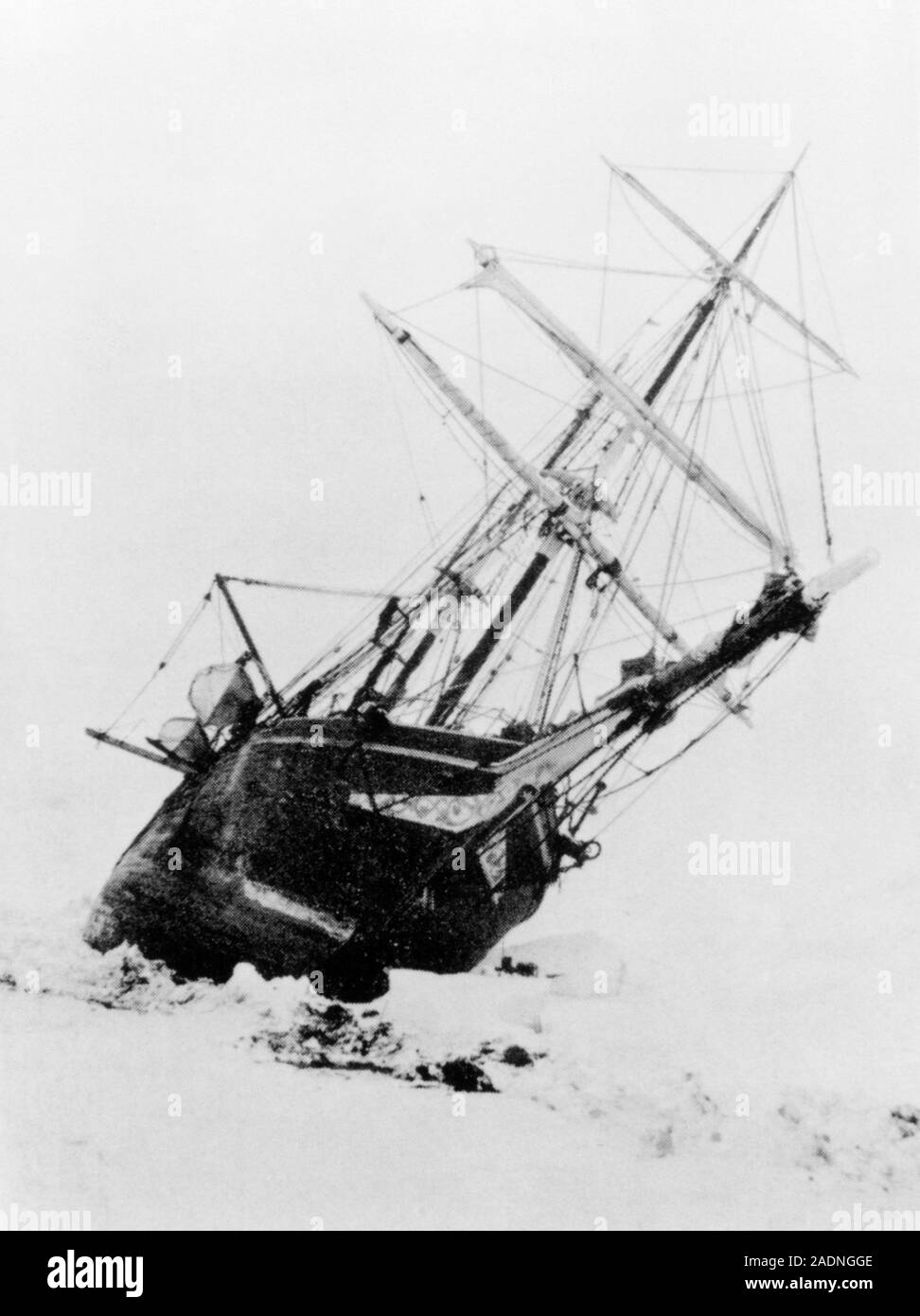 Ship trapped in Antarctic ice, 1915. Sir Ernest Shackleton's ship the ...