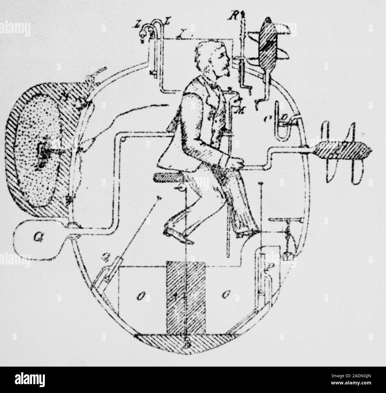 First military submarine. Historical engraving of the first military ...