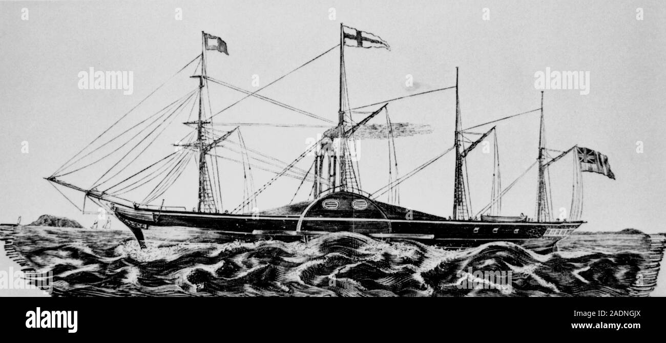 Great Western steamship, historical illustration. This ship, designed ...