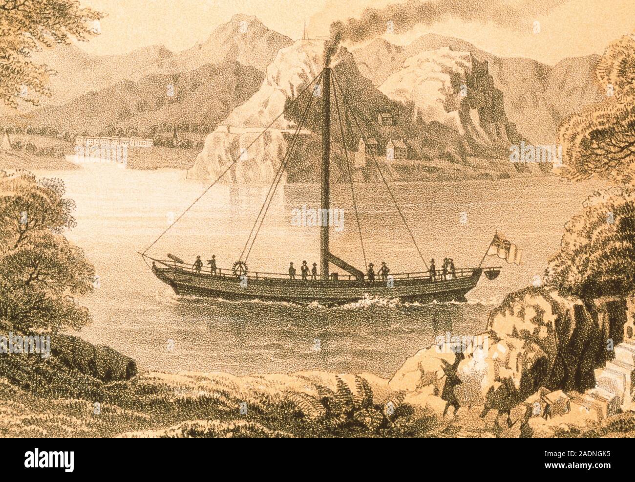 Steamboat. Historical artwork of the steamboat Comet, Europe's first ...