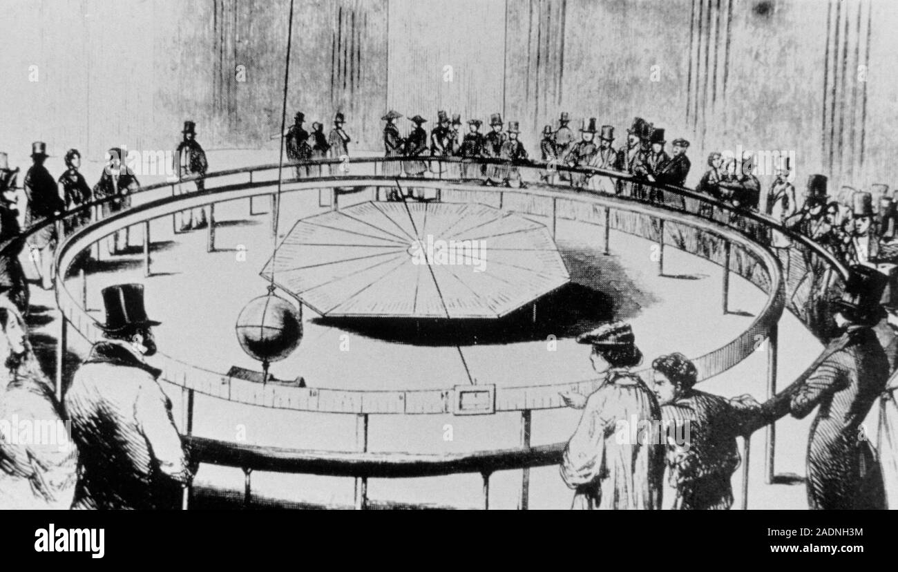 Foucault's Pendulum. Illustration depicting the demonstration of ...