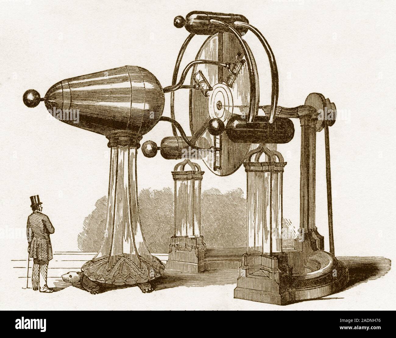 Electrostatic generator, 19th century artwork. Static electricity is ...