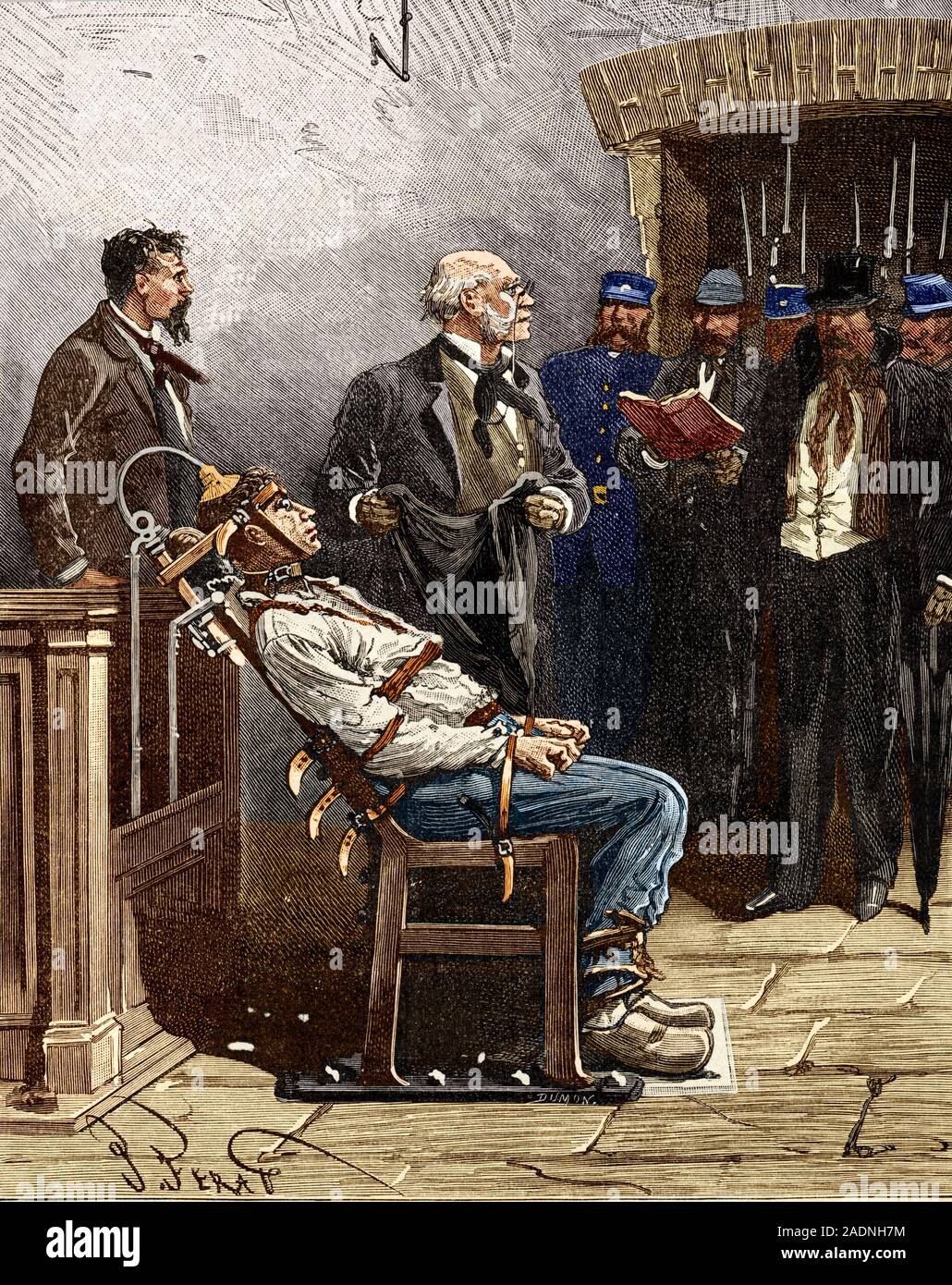 Electric chair. Engraving of William Kemmler, the first man to be ...