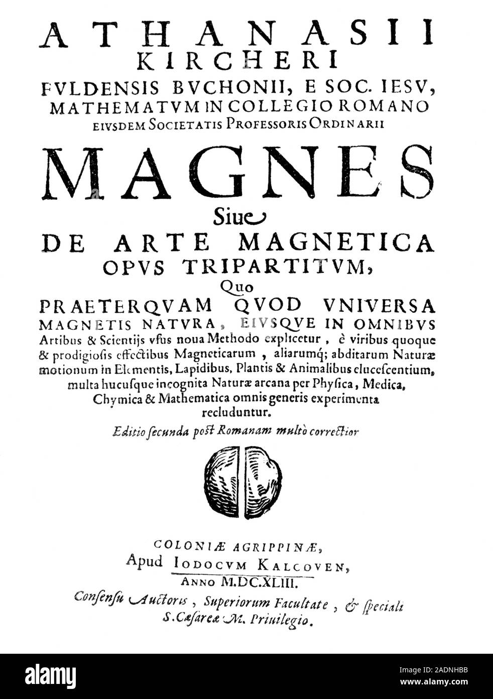 Kircher's book on magnetism. Title page of the 1643 second edition of ...