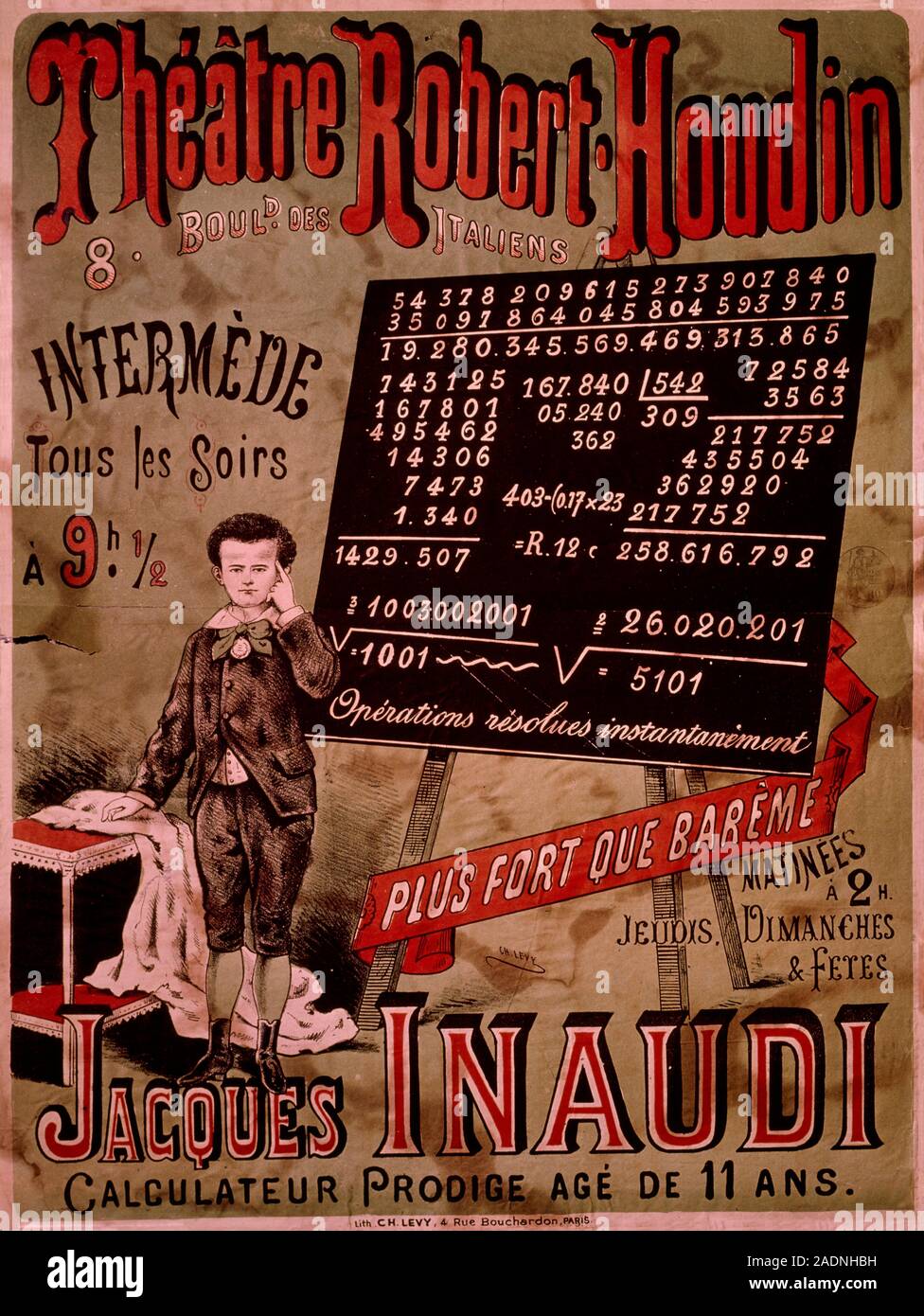 Poster, printed in 1878, advertising mathematical demonstrations by ...