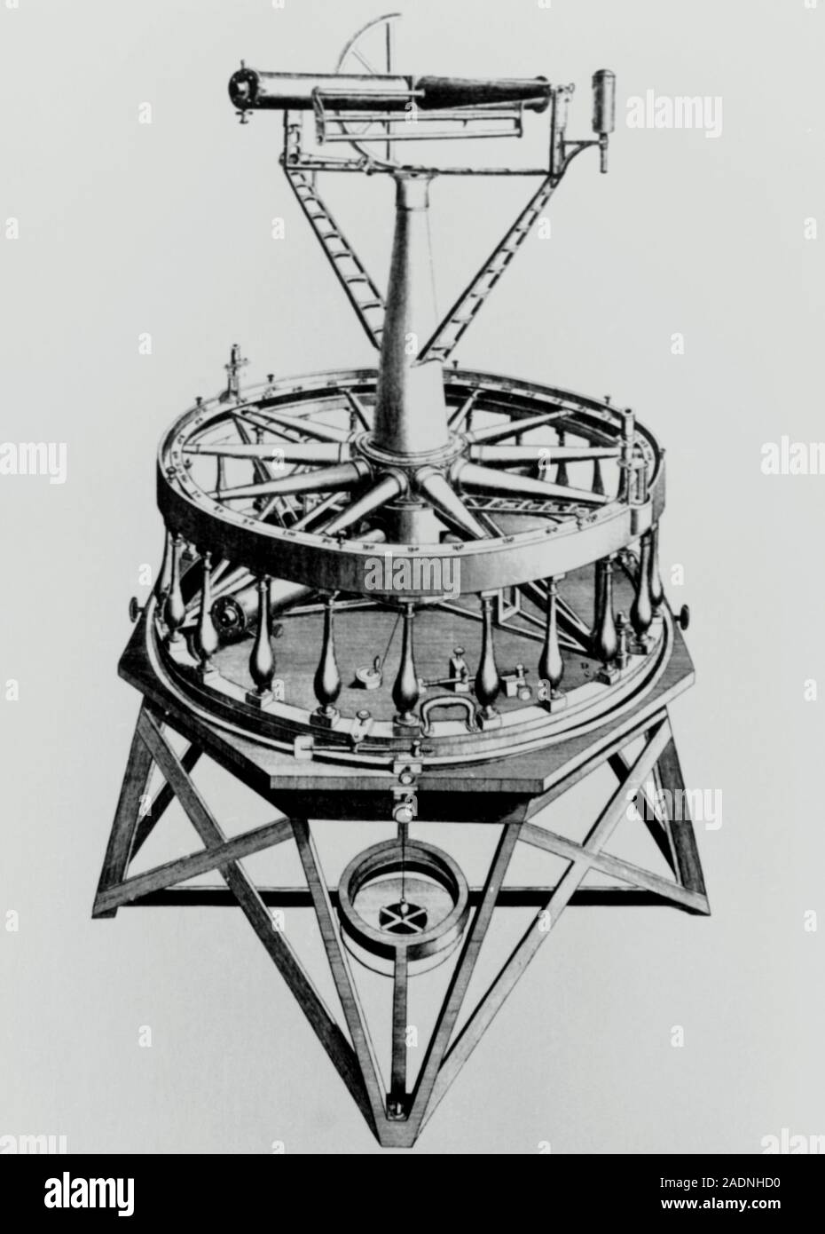 Theodolite. Historical artwork of a theodolite designed by Jesse ...