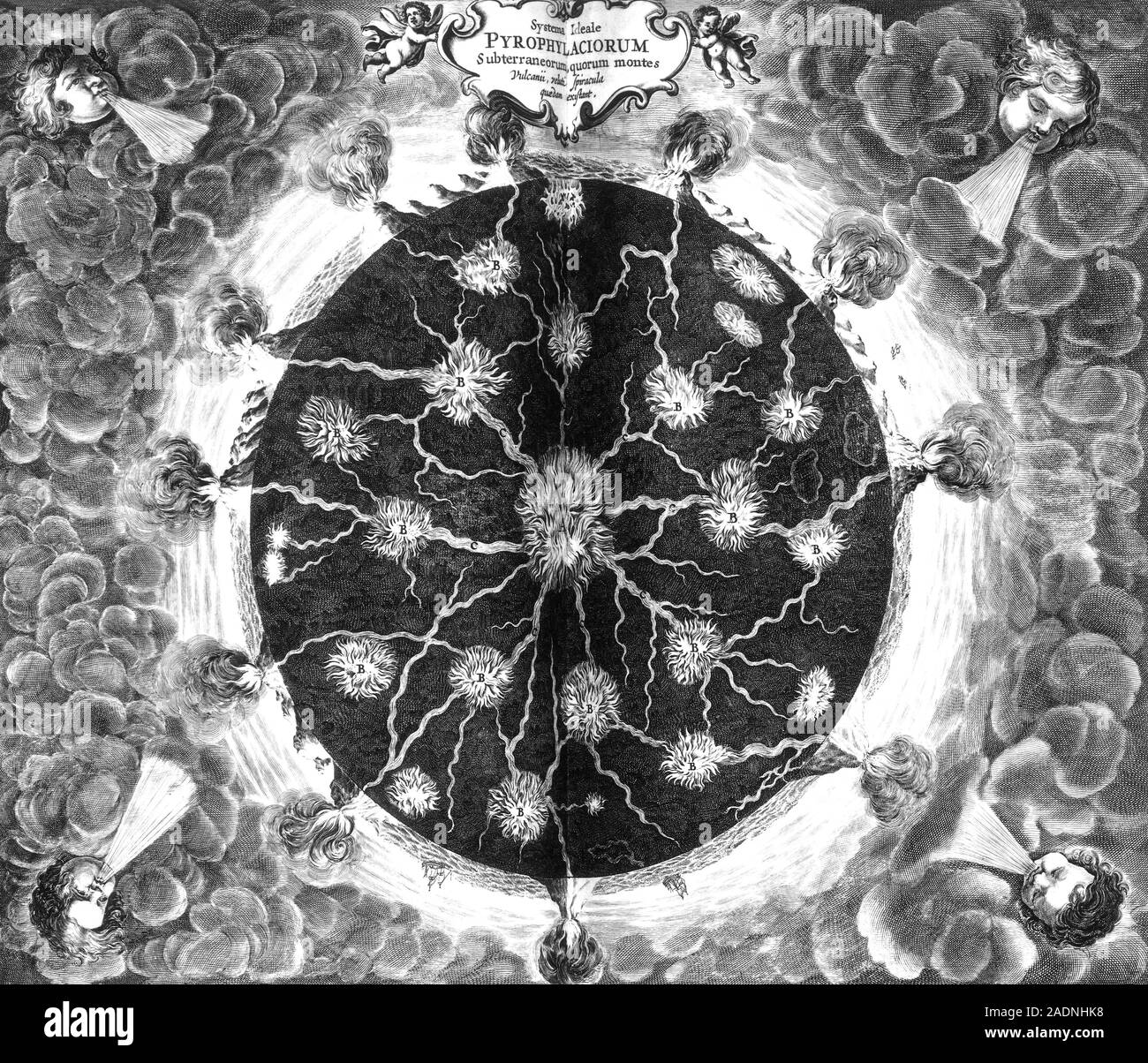 Kircher's subterranean Earth. Artwork of the internal fires of the ...