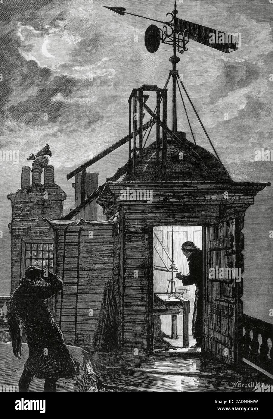 Wind measurements. Scientists recording wind speed measurements at the ...