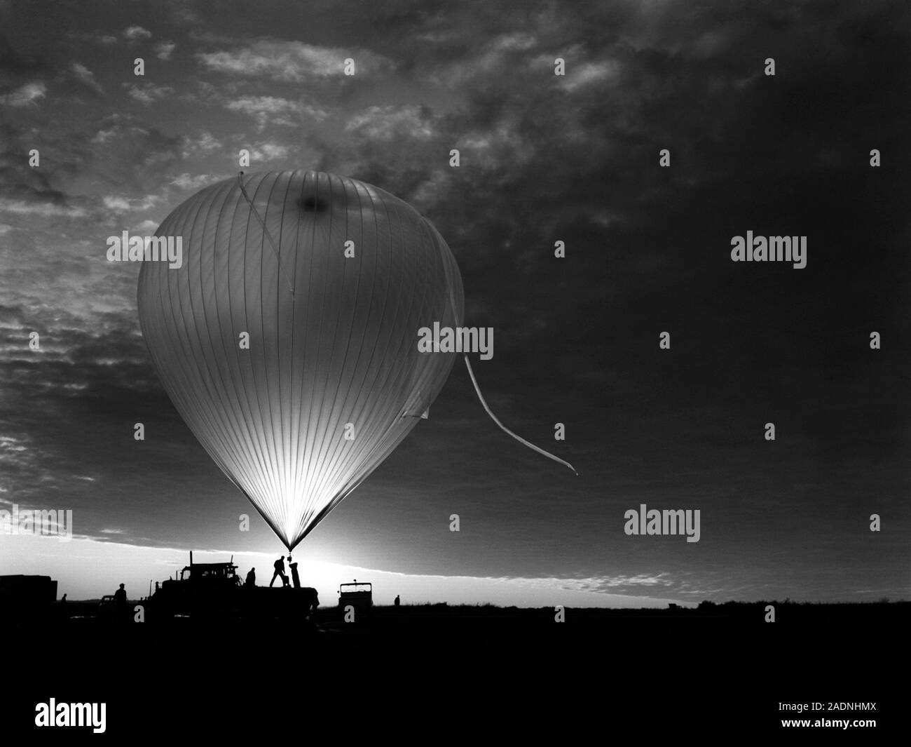 Weather balloon launch. This unmanned high-altitude research balloon ...