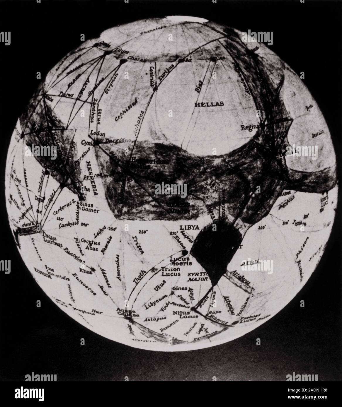 Map of Mars. Historical map of the surface of the planet Mars. This ...