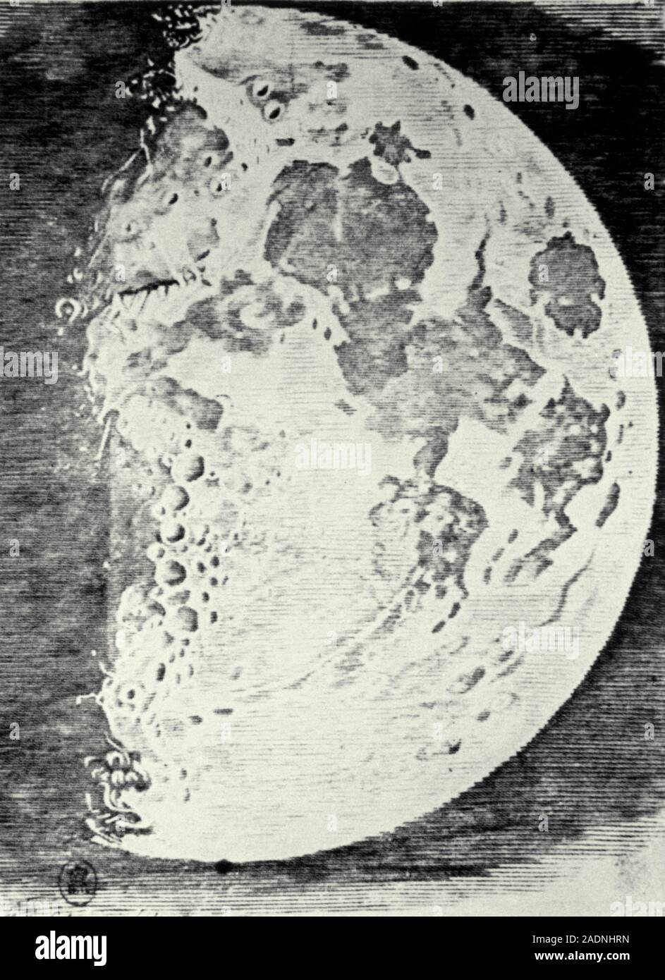 First ever Moon map. The first detailed telescopic map of the Moon ...