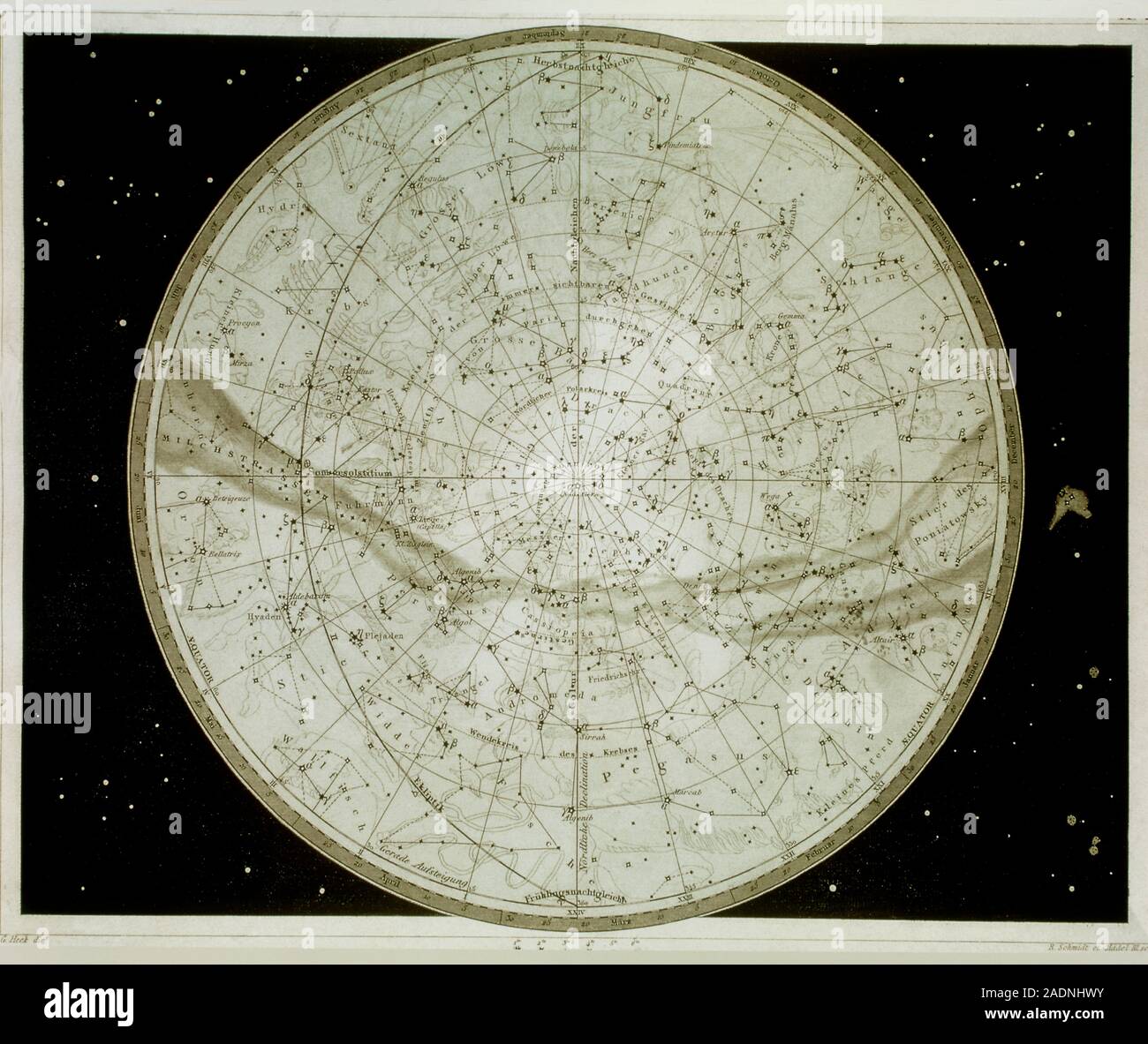 Northern hemisphere stars. Historical star map of the northern ...