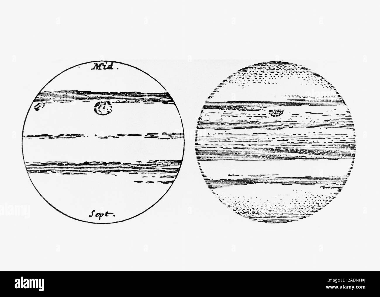 Jupiter. Sketches by the French-Italian astronomer Giovanni Cassini ...