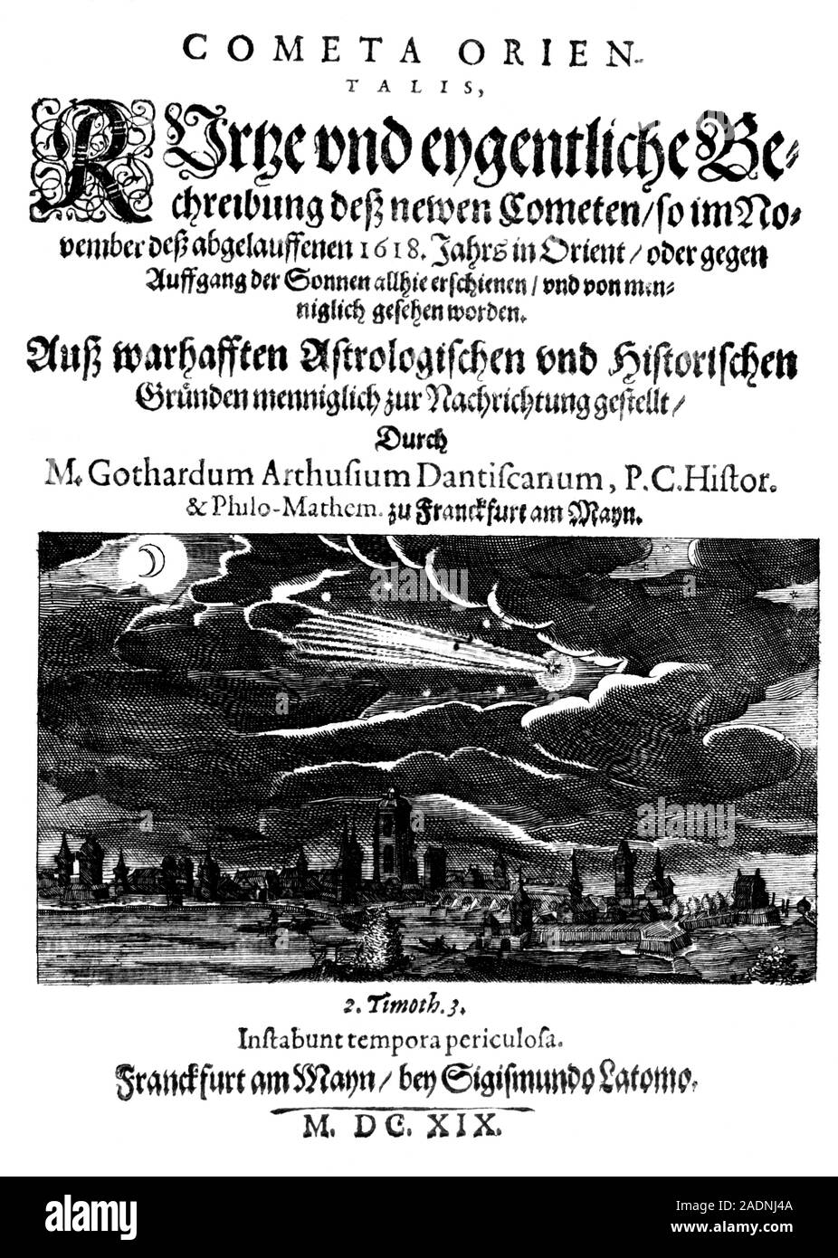 Comet of 1618. Title page for a German book about comets, published in ...