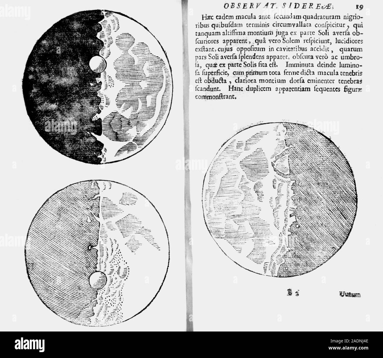 Galileo's Moon observations. Sketches of the Moon made by the Italian ...