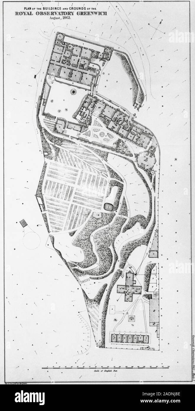 Royal Observatory, Greenwich. Plans, dated August 1863, of the grounds ...
