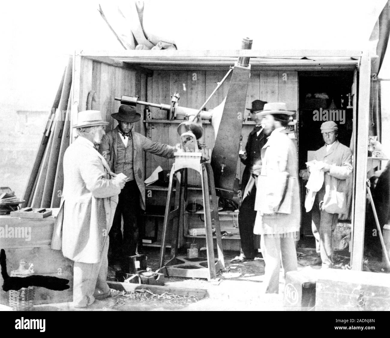 Preparing for total solar eclipse, 1860. British astronomer Warren de ...